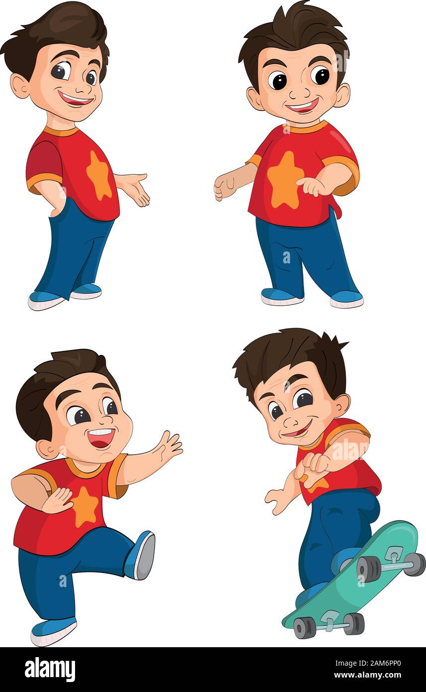 Happy Boy in different poses and expressions Stock Vector Image & Art ...