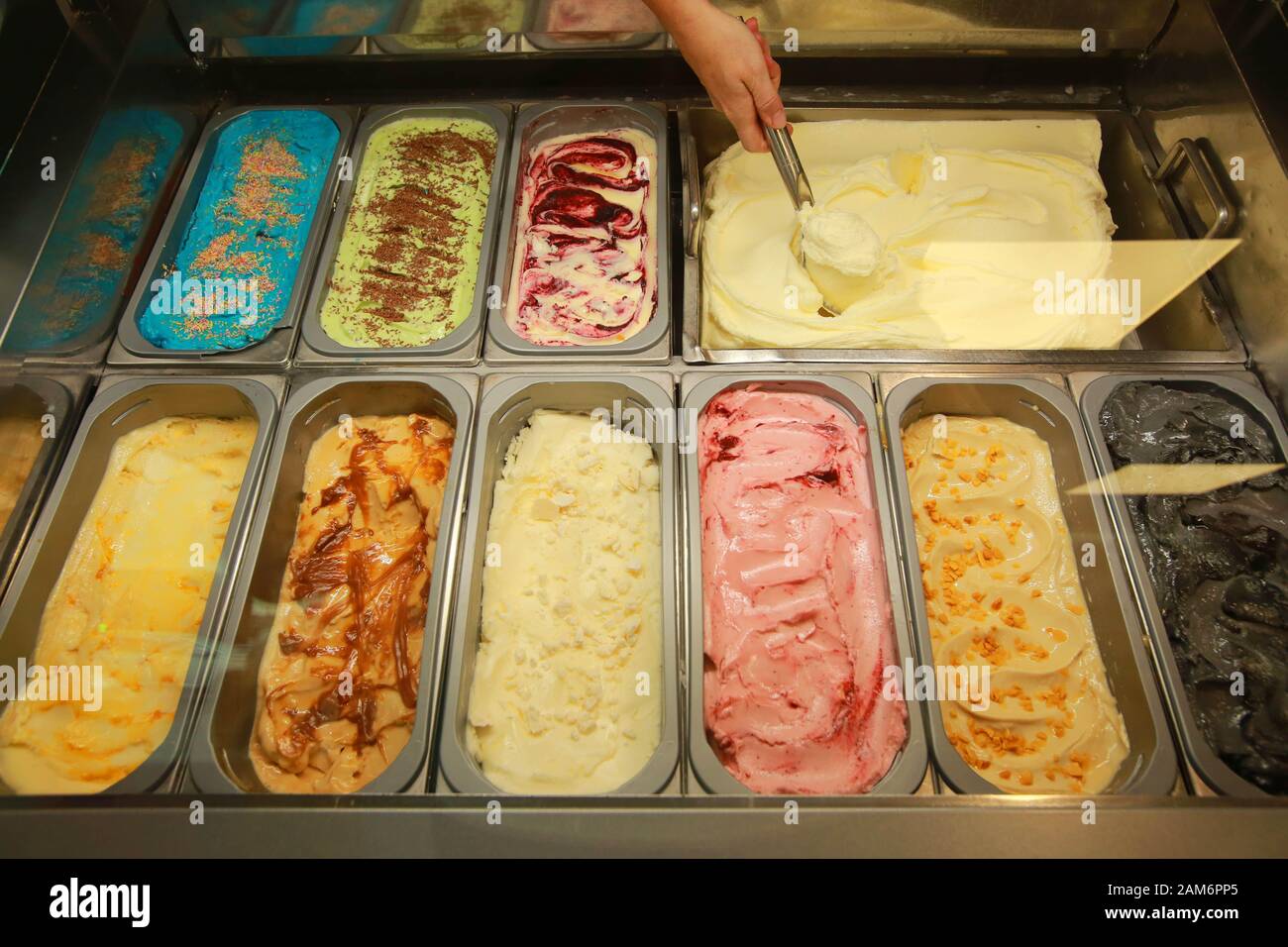 Assorted flavours of ice cream at Grahams Ice Cream shop in Dromore ...