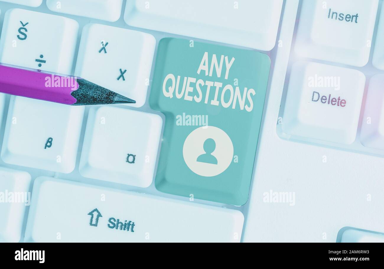 Writing note showing Any Questions. Business concept for Clueless Blank ...
