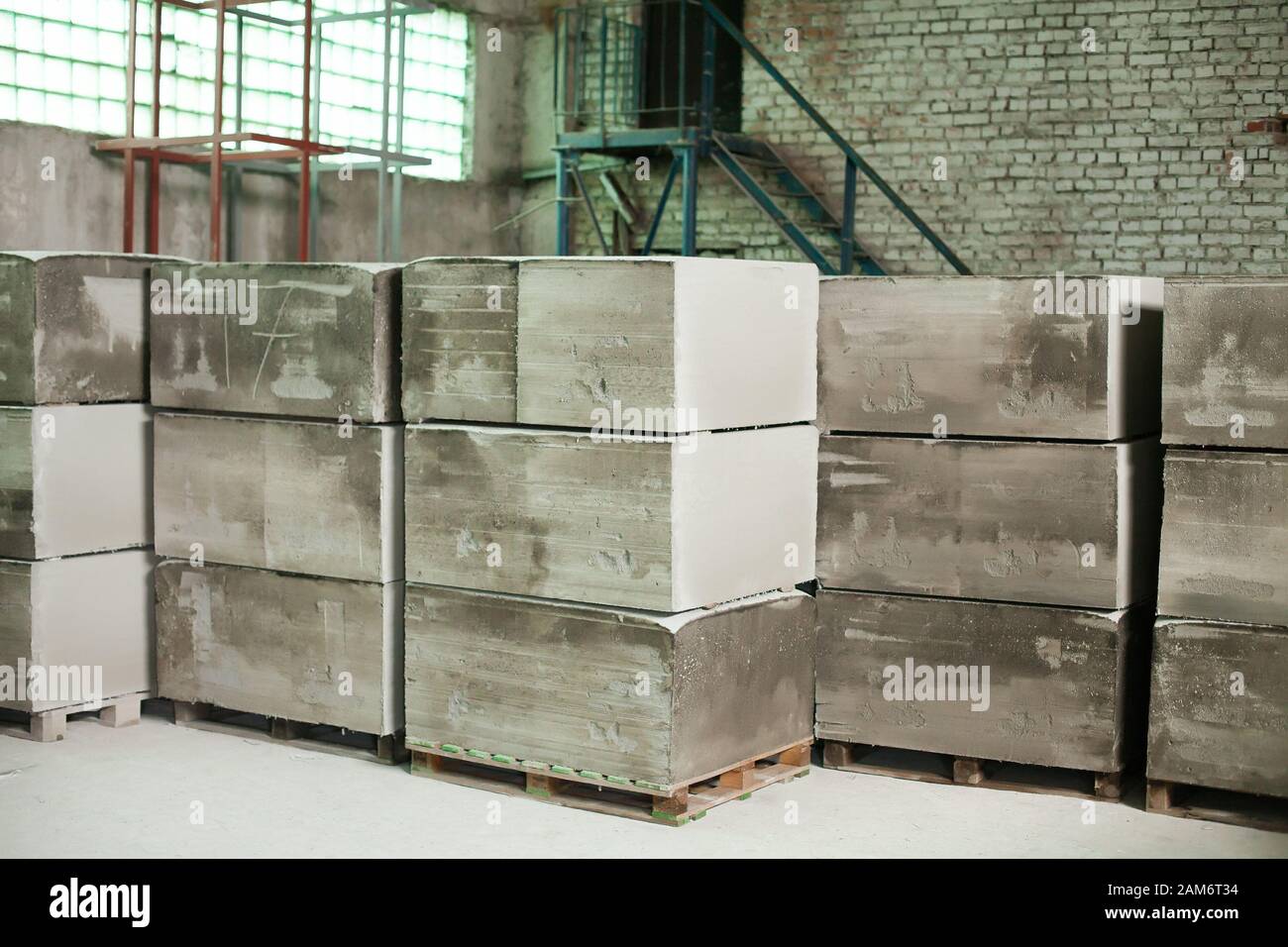 Foam concrete blocks production. Lightweight construction brick ...