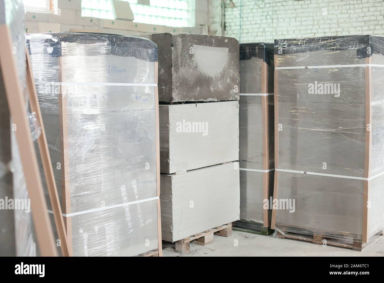 Foam concrete blocks production. Lightweight construction brick ...