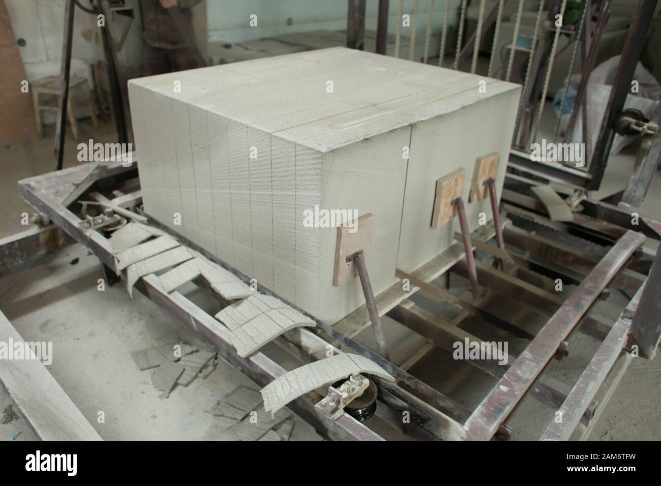 Foam concrete blocks production. Lightweight construction brick ...