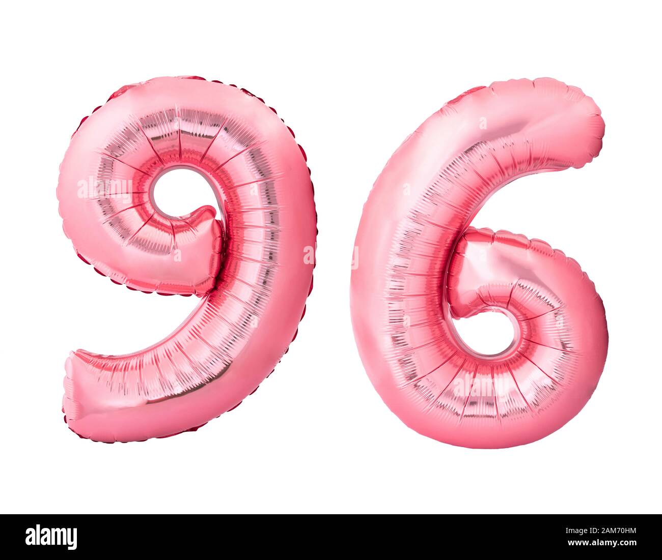 Number 96 ninety six made of rose gold inflatable balloons isolated on ...