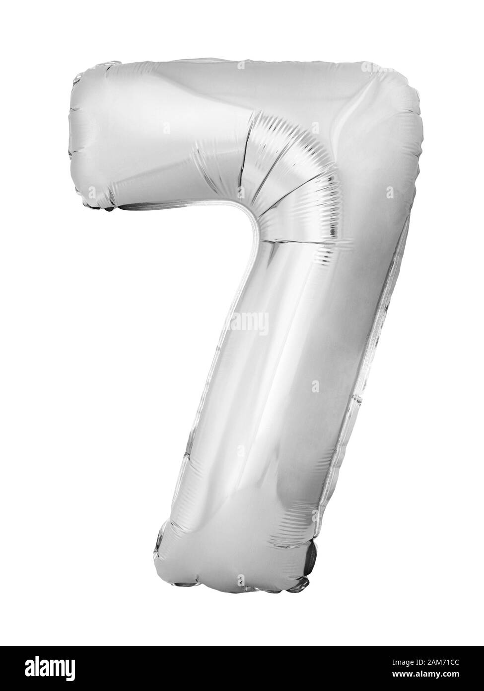 Number 7 seven made of silver inflatable balloon isolated on white ...