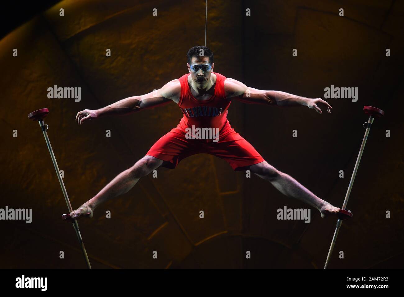 A performer at the dress rehearsal for the Cirque du Soleil production ...