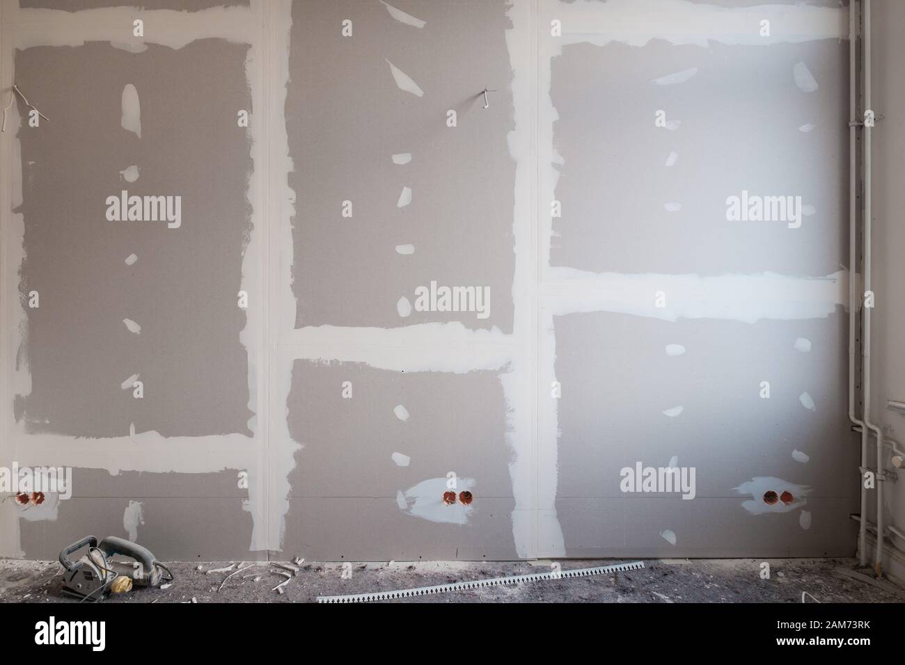 drywall background during flat renovation - dry wall room renovation ...