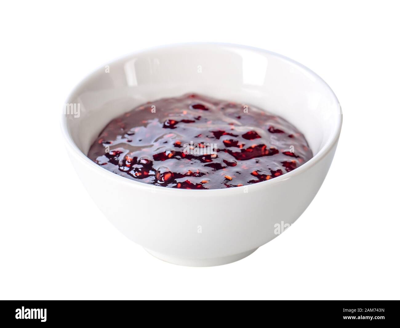 White ceramic bowl of blackberry jam isolated on white background Stock ...