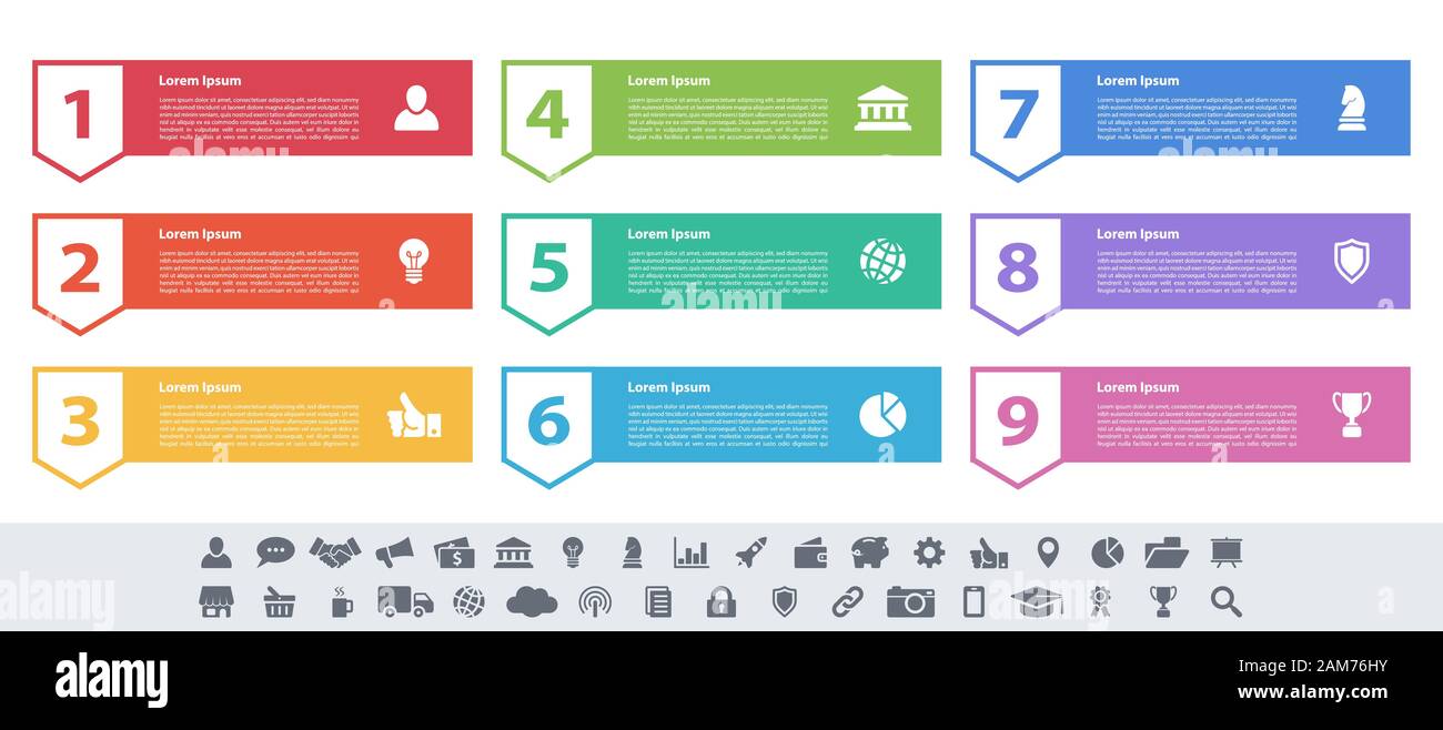 Infographic design business concept vector illustration with 9 steps or ...