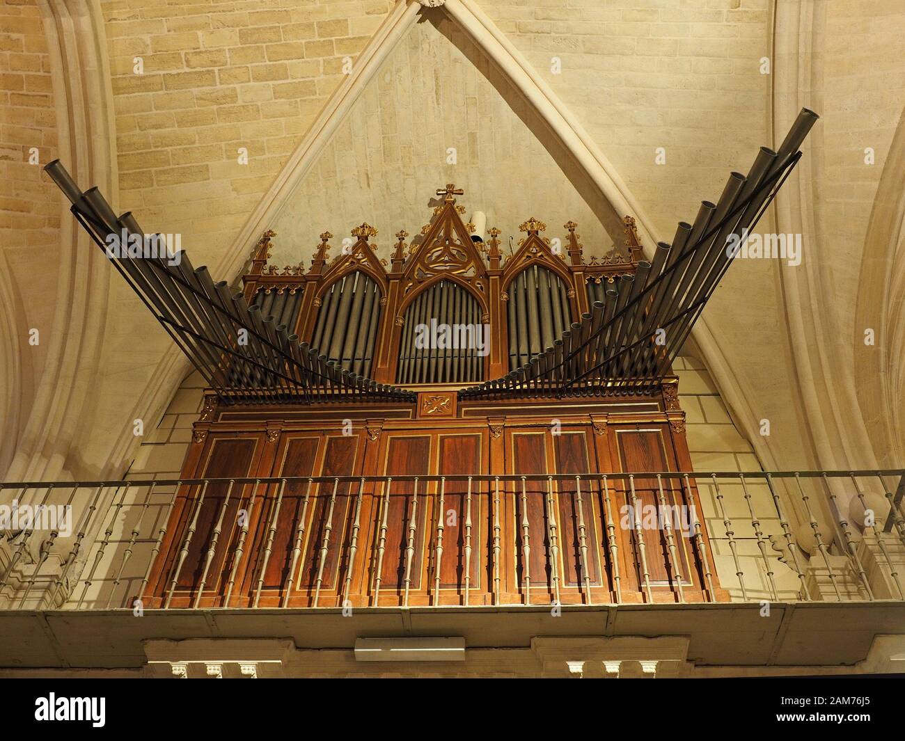organ of Cathedral of Saint Mary of Burgos with horizontal pipes in the ...
