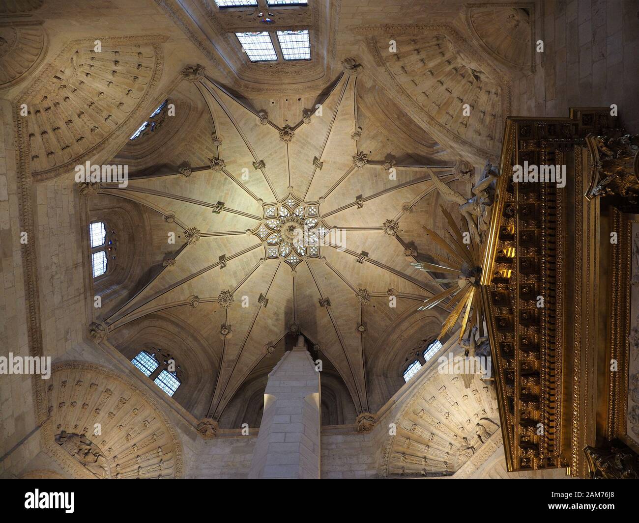 detail of interior dome of Chapel in Cathedral of Saint Mary of Burgos ...