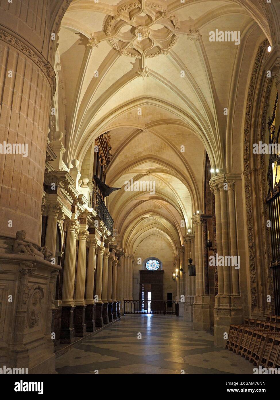 vaulted stone ceiling & ornate columns of Cathedral of Saint Mary of ...