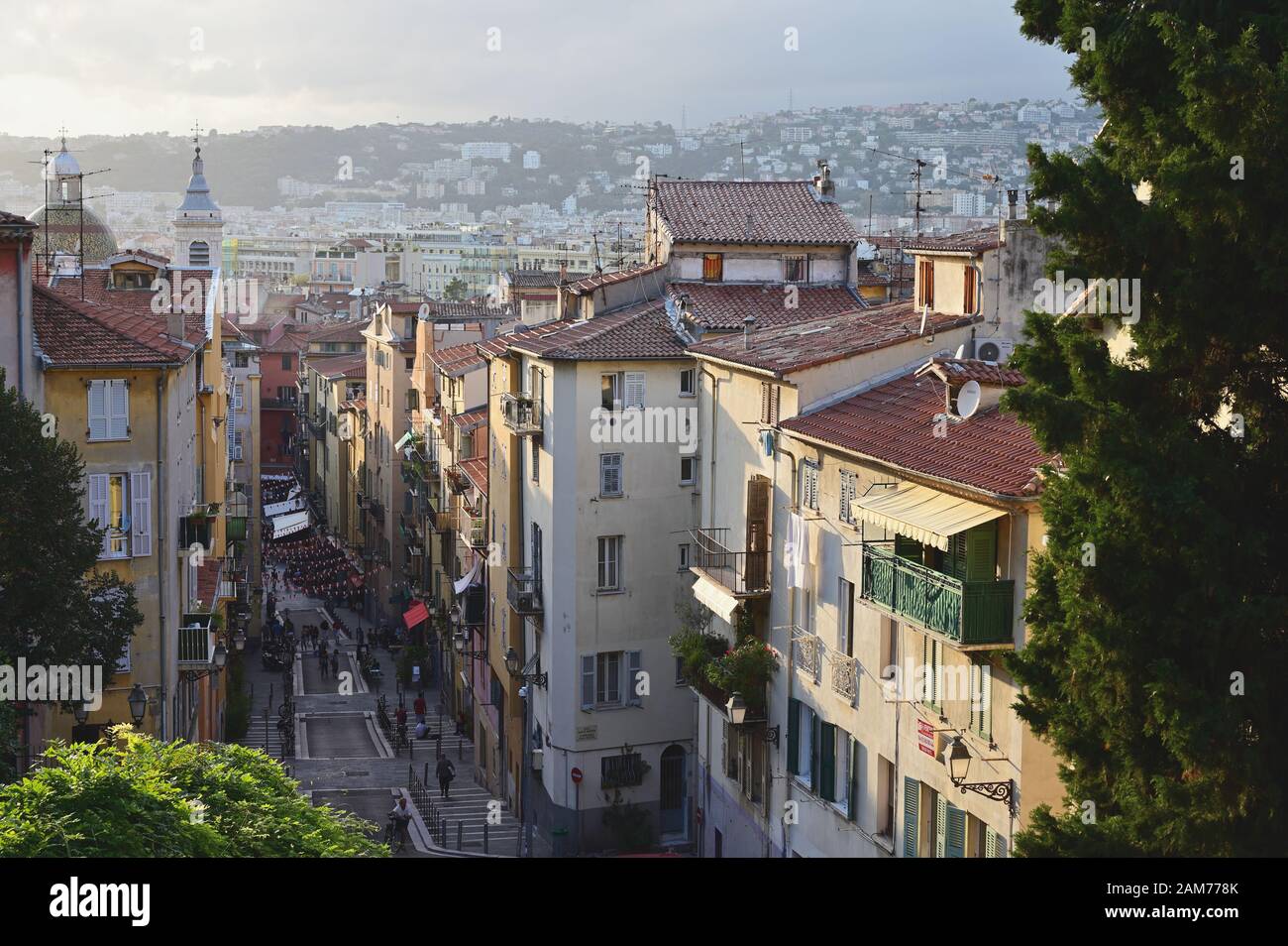 Nice, France - September 27, 2019: People on the Rosetti street in the ...