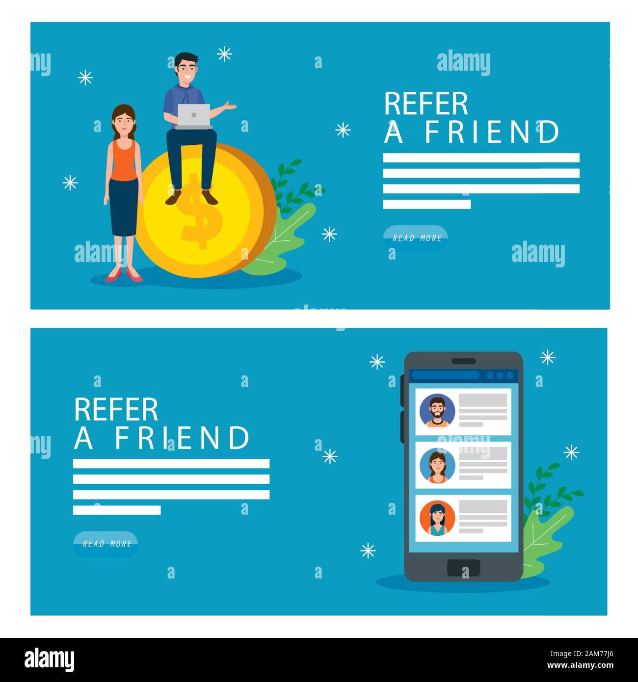 set poster of refer a friend with icons Stock Vector Image & Art - Alamy