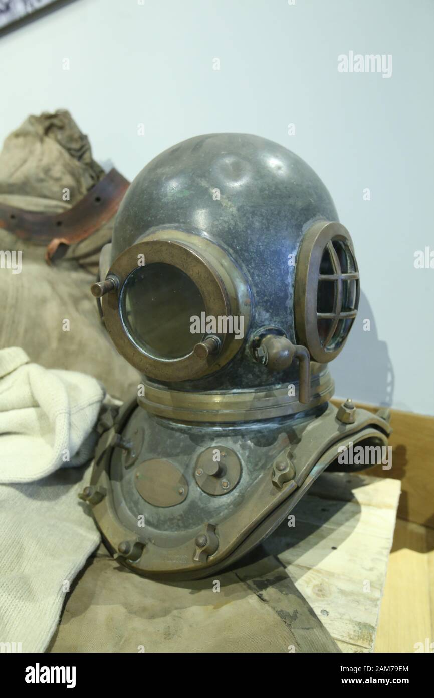 An old standard diving dress (also known as hard-hat or copper hat ...