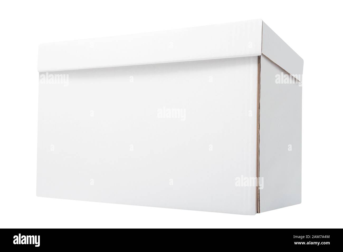 White cardboard box isolated on white background Stock Photo - Alamy