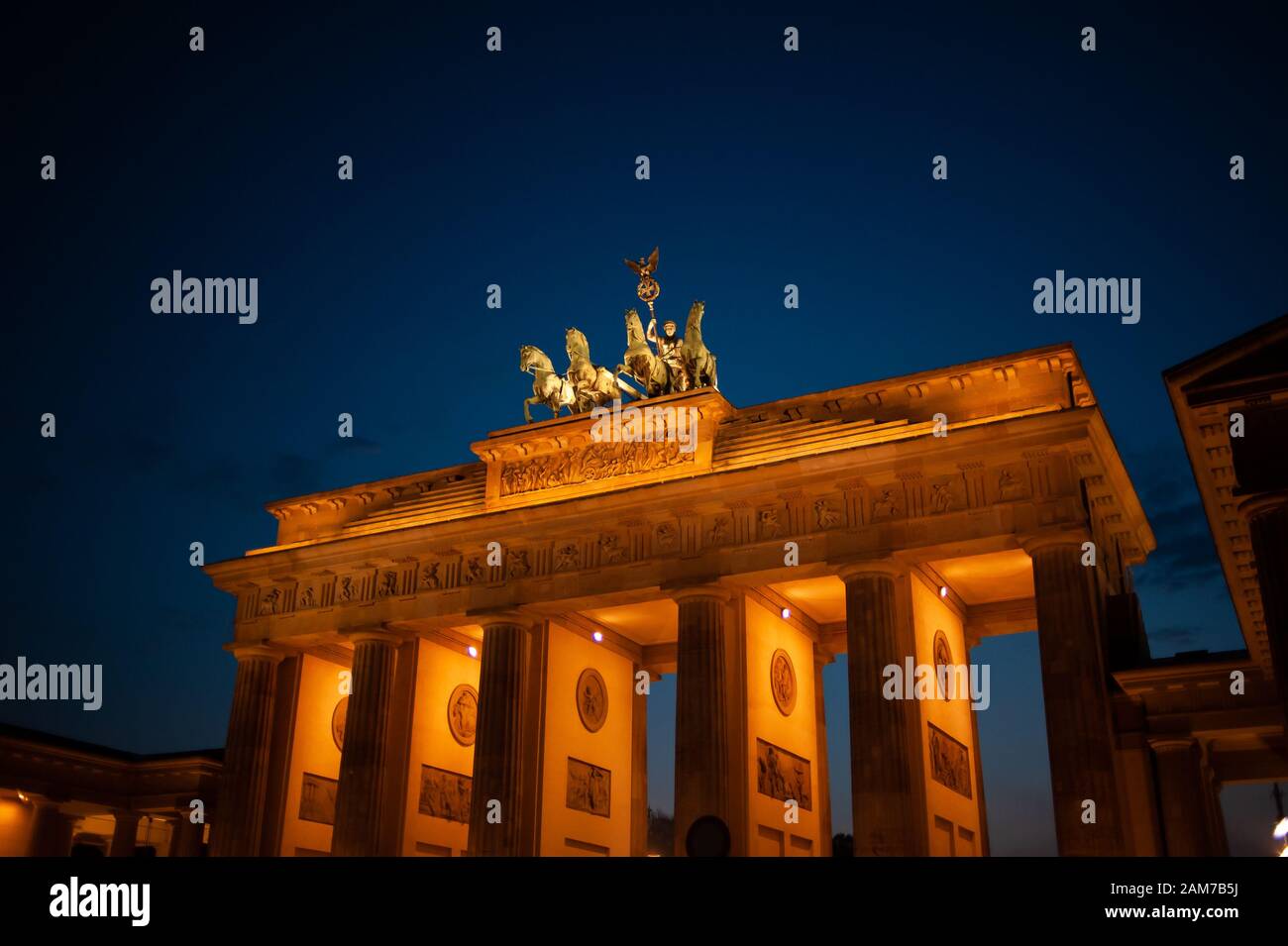 Illuminated Brandenburg Gate or Brandenburger Tor at night. Berlin stock travel photographs ...