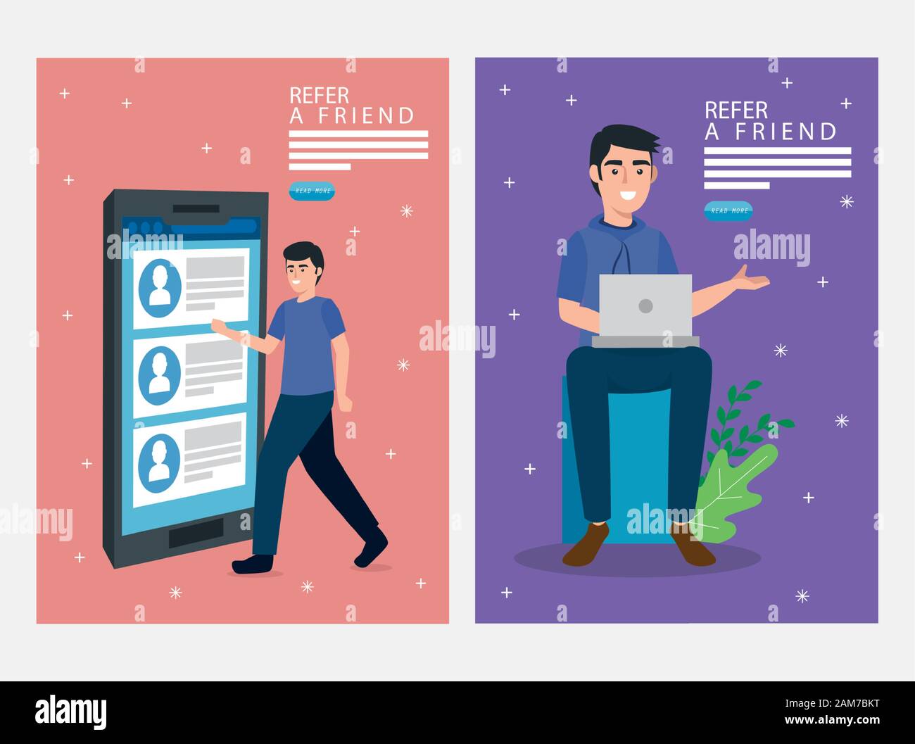 set poster of refer a friend with icons Stock Vector Image & Art - Alamy