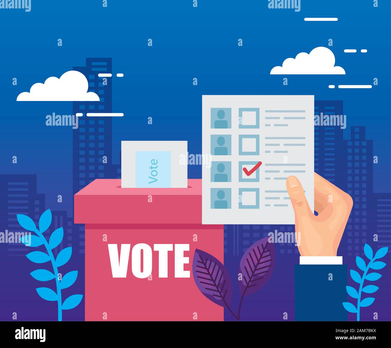 hand with vote form and ballot box Stock Vector Image & Art - Alamy