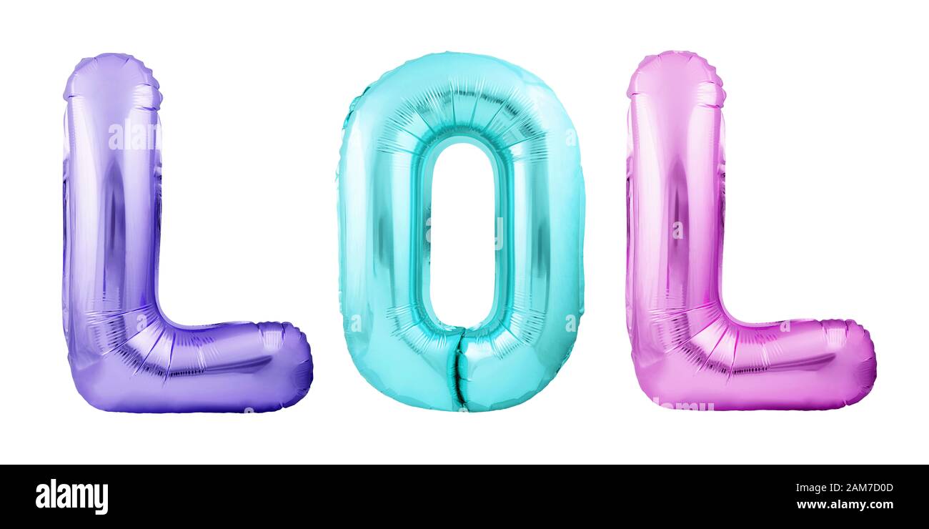 Word LOL made of colorful inflatable balloon letters isolated on white ...