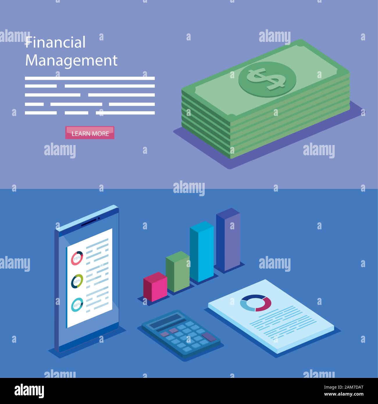 set poster of financial management with icons Stock Vector Image & Art ...