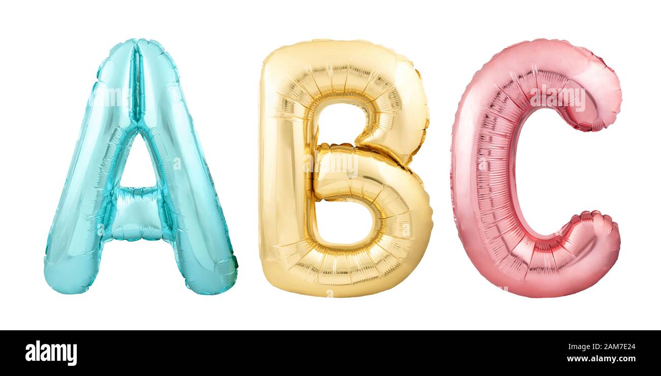 Alphabetical letters ABC made of colorful inflatable balloon letters ...