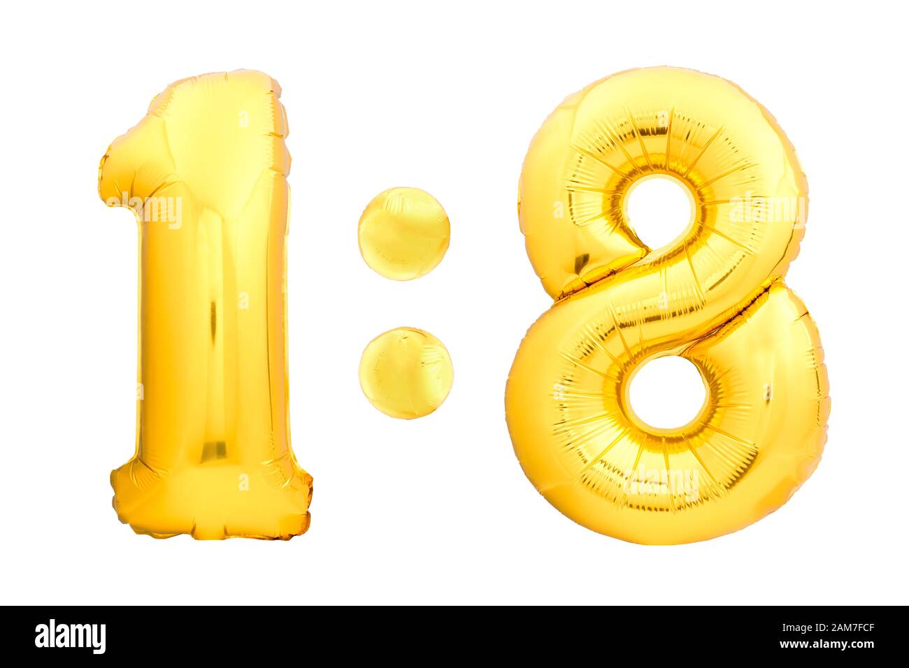 Football score 1:8 numbers one and eight made of golden inflatable ...