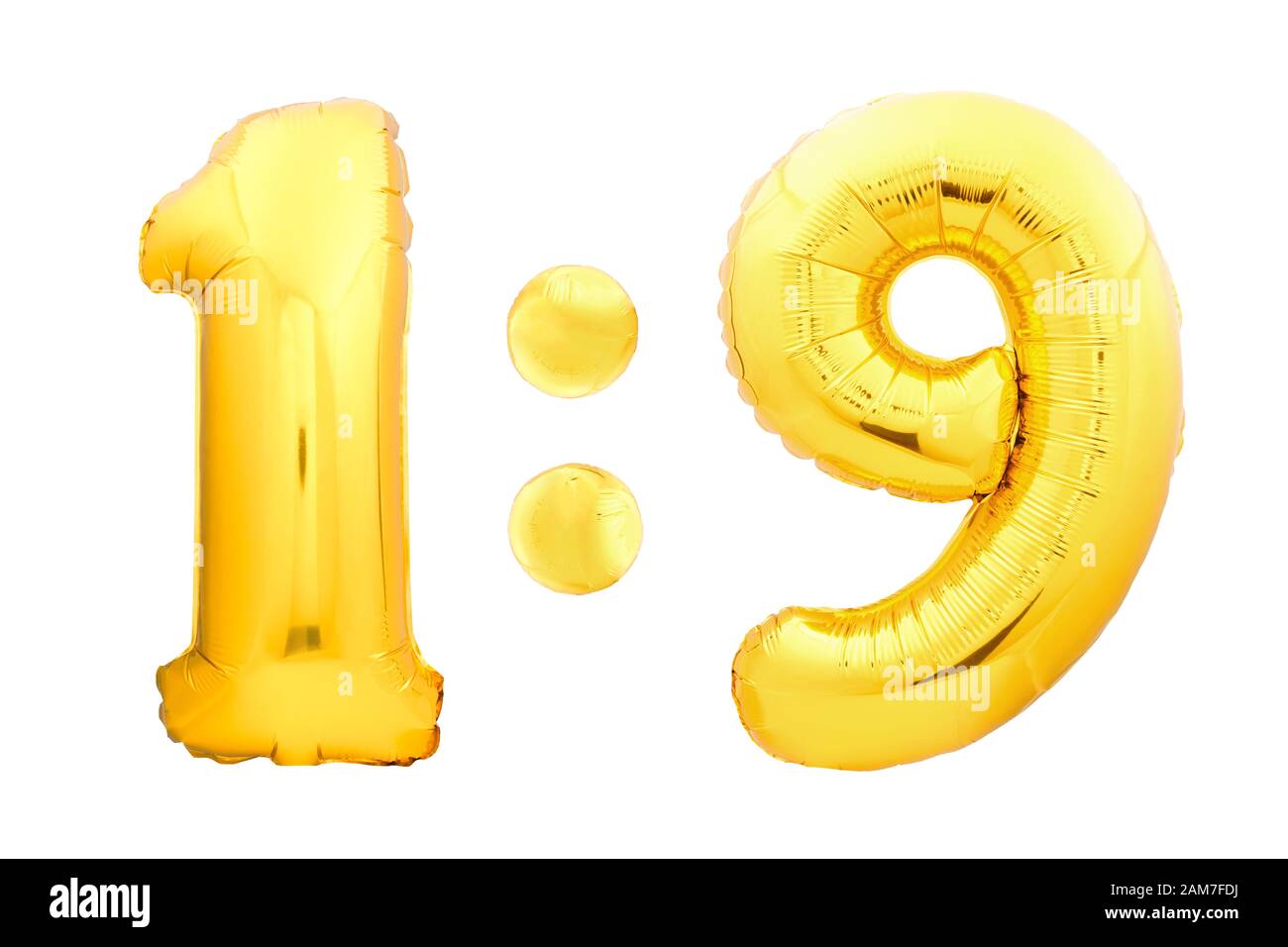 Football score 1:9 numbers one and nine made of golden inflatable ...