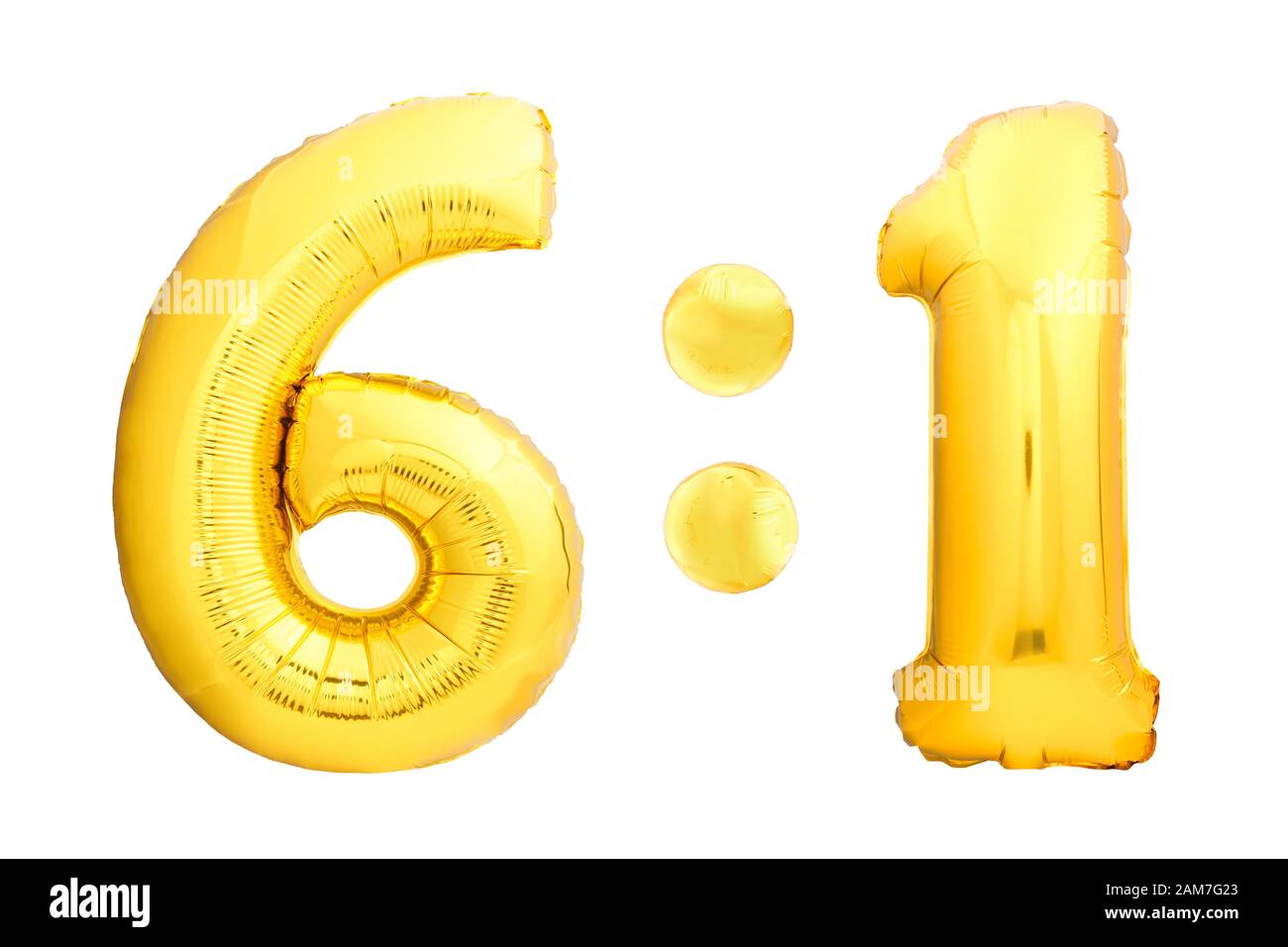 Football or hockey score 6:1 numbers six and one made of golden ...