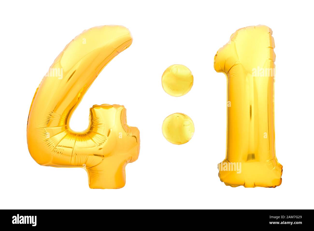 Football or hockey score 4:1 numbers four and one made of golden ...