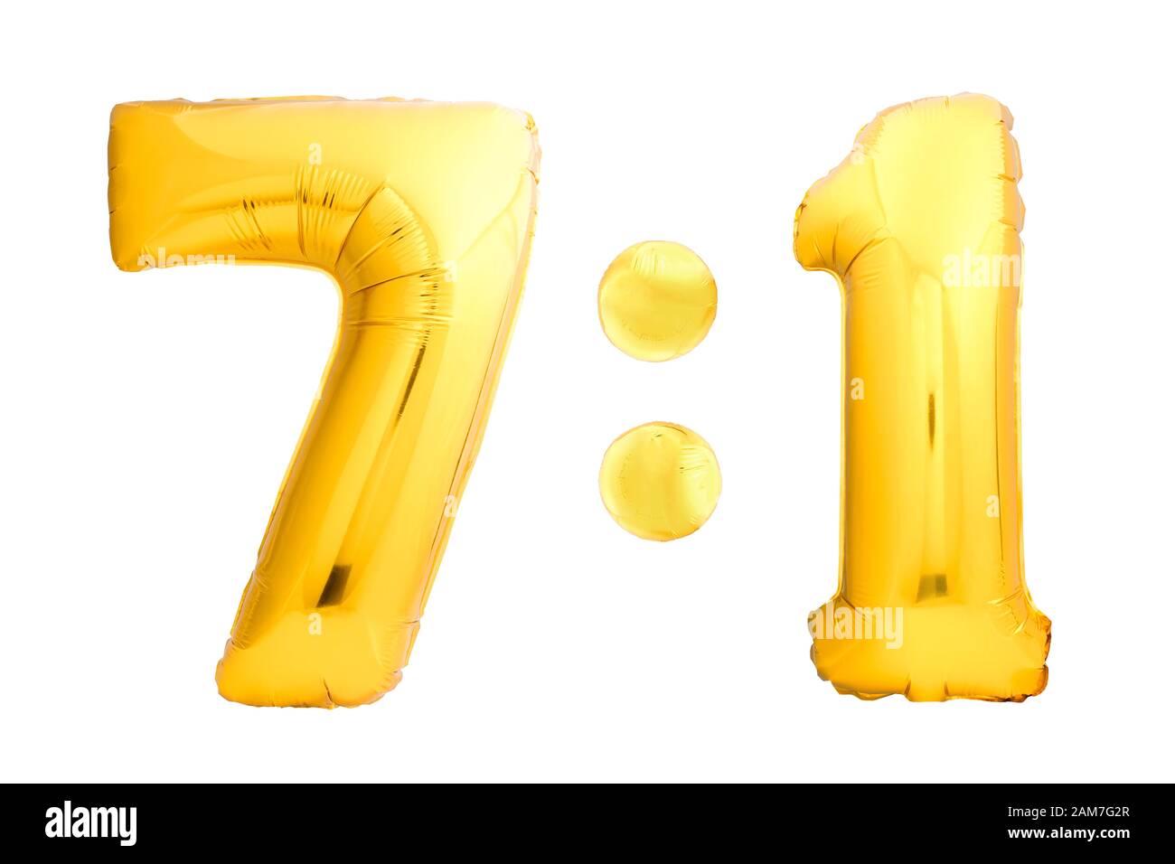 Football or hockey score 7:1 numbers seven and one made of golden ...