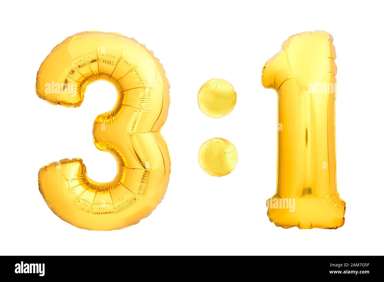 Football or hockey score 3:1 numbers three and one made of golden ...