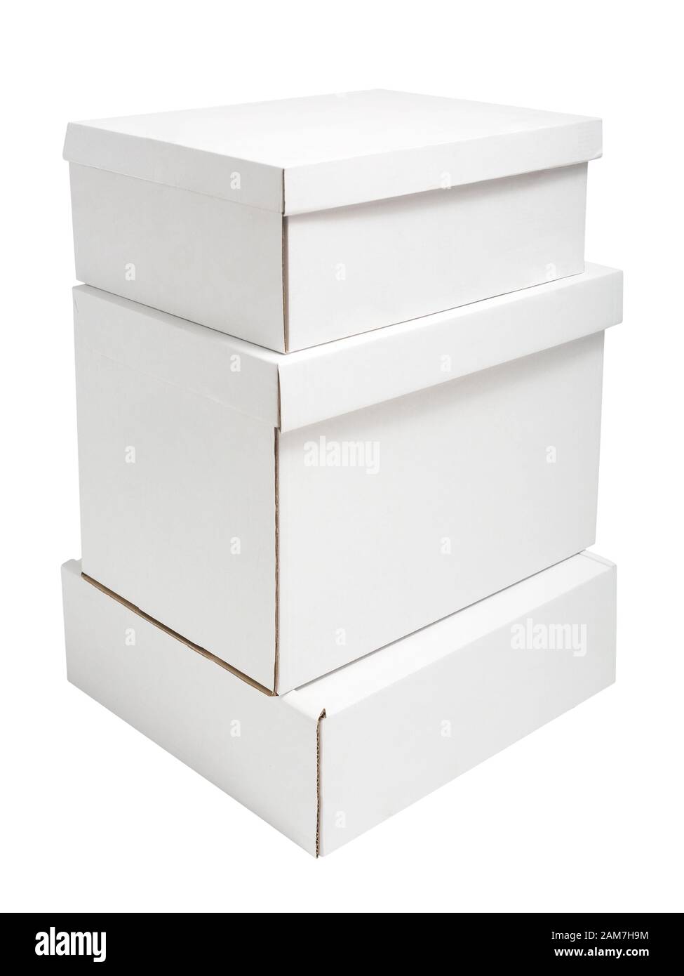 Pile of white cardboard boxes isolated on white background Stock Photo ...