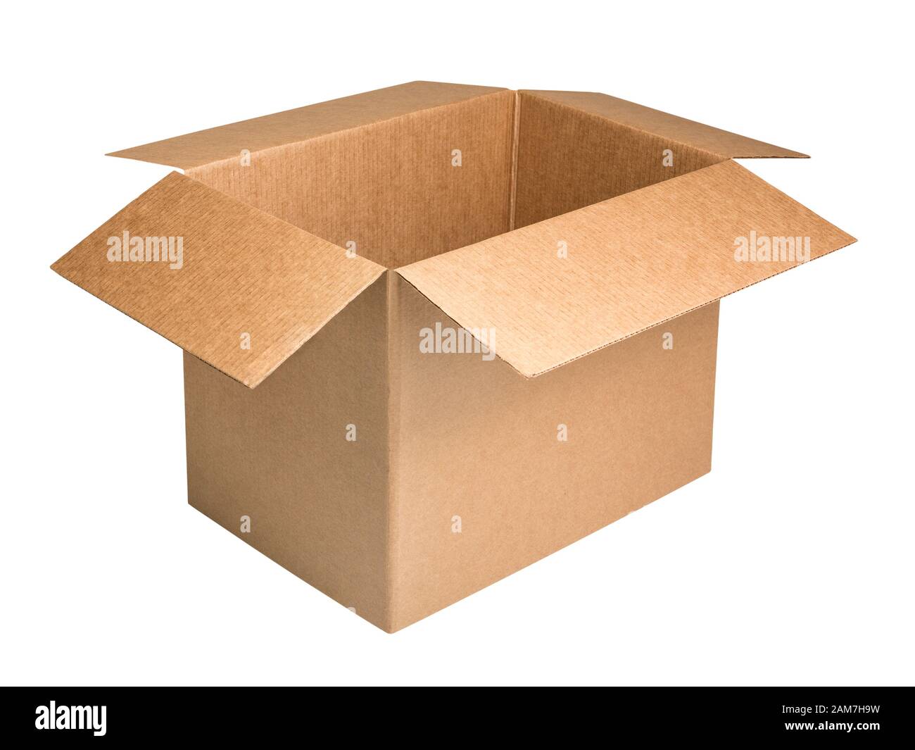 Open blank cardboard box isolated on white background Stock Photo - Alamy