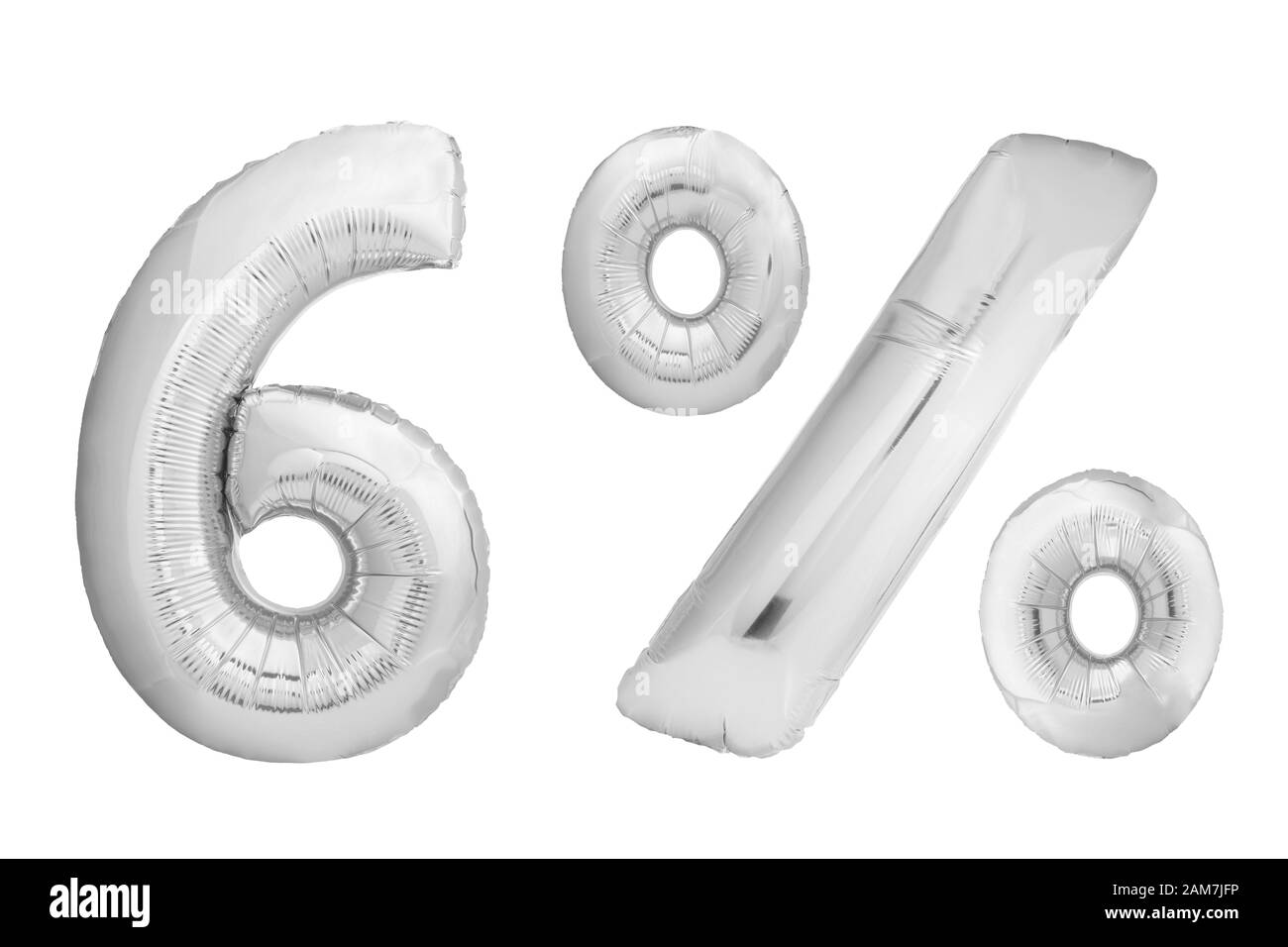 Chrome number 0 made of inflatable balloon isolated on white background ...