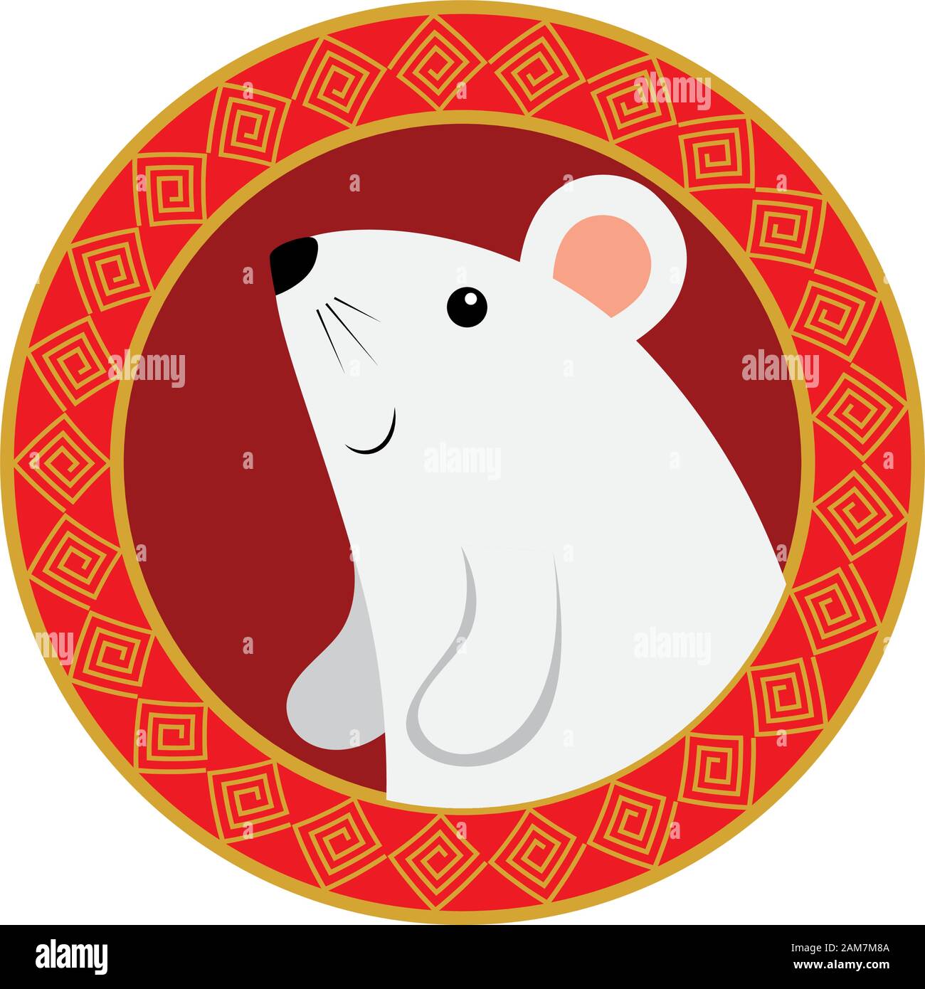 cute rodent rat with frame circular chinese Stock Vector Image & Art ...