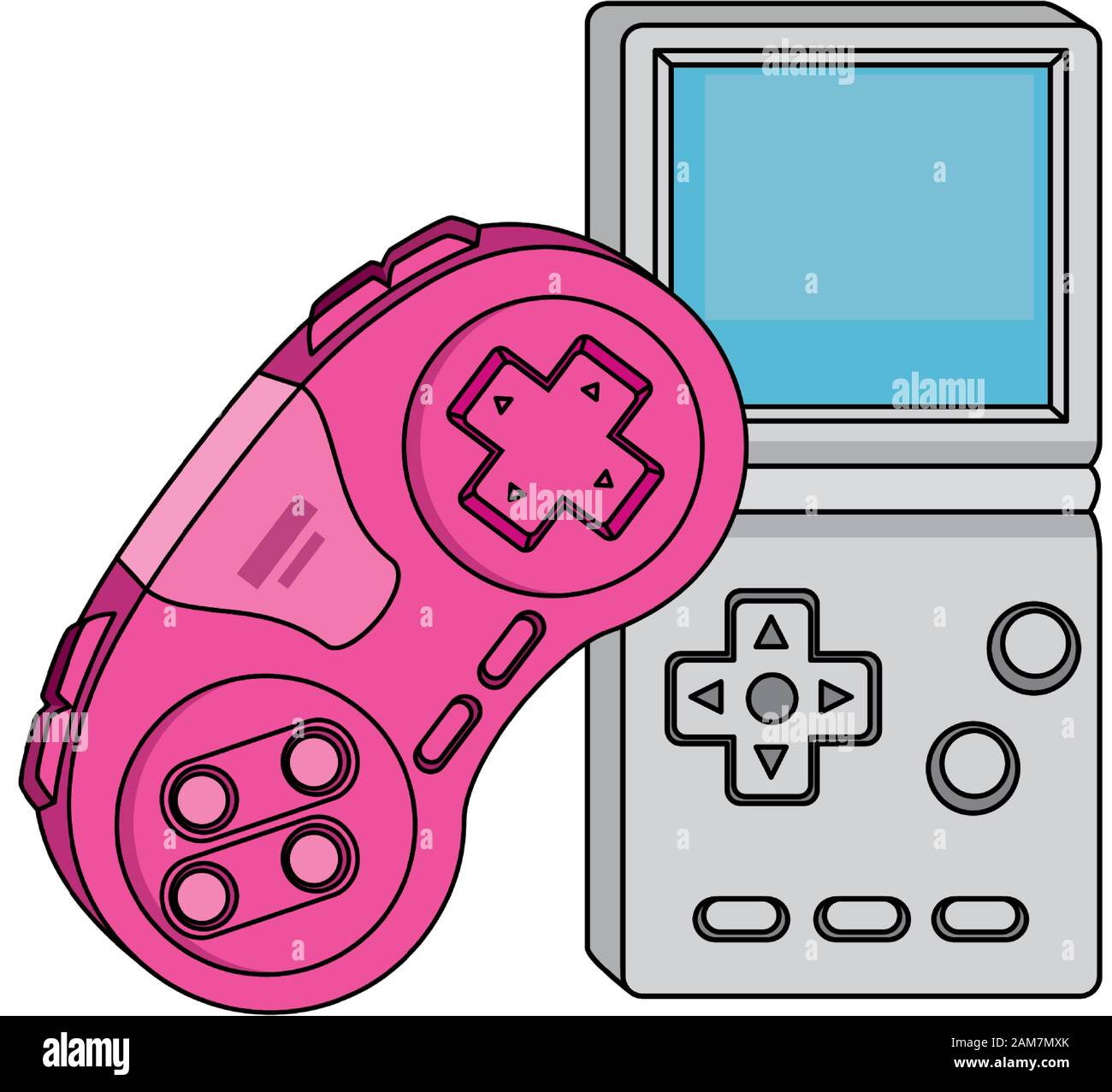 control game with video game handle nineties style Stock Vector Image ...