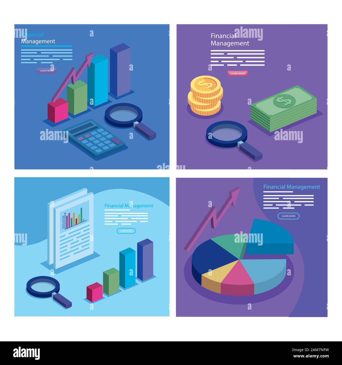 set poster of financial management with icons Stock Vector Image & Art ...