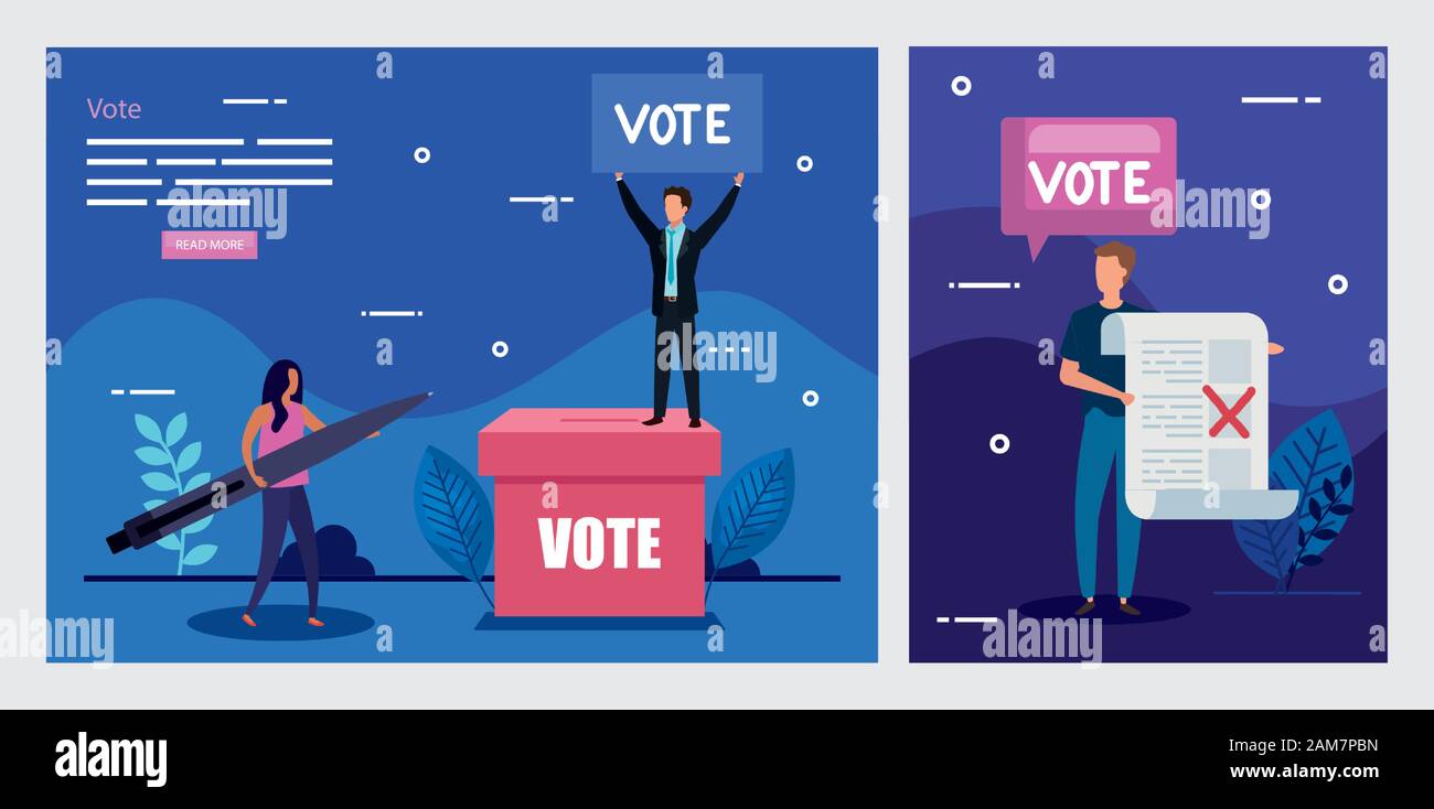 set poster of vote with business people Stock Vector Image & Art - Alamy