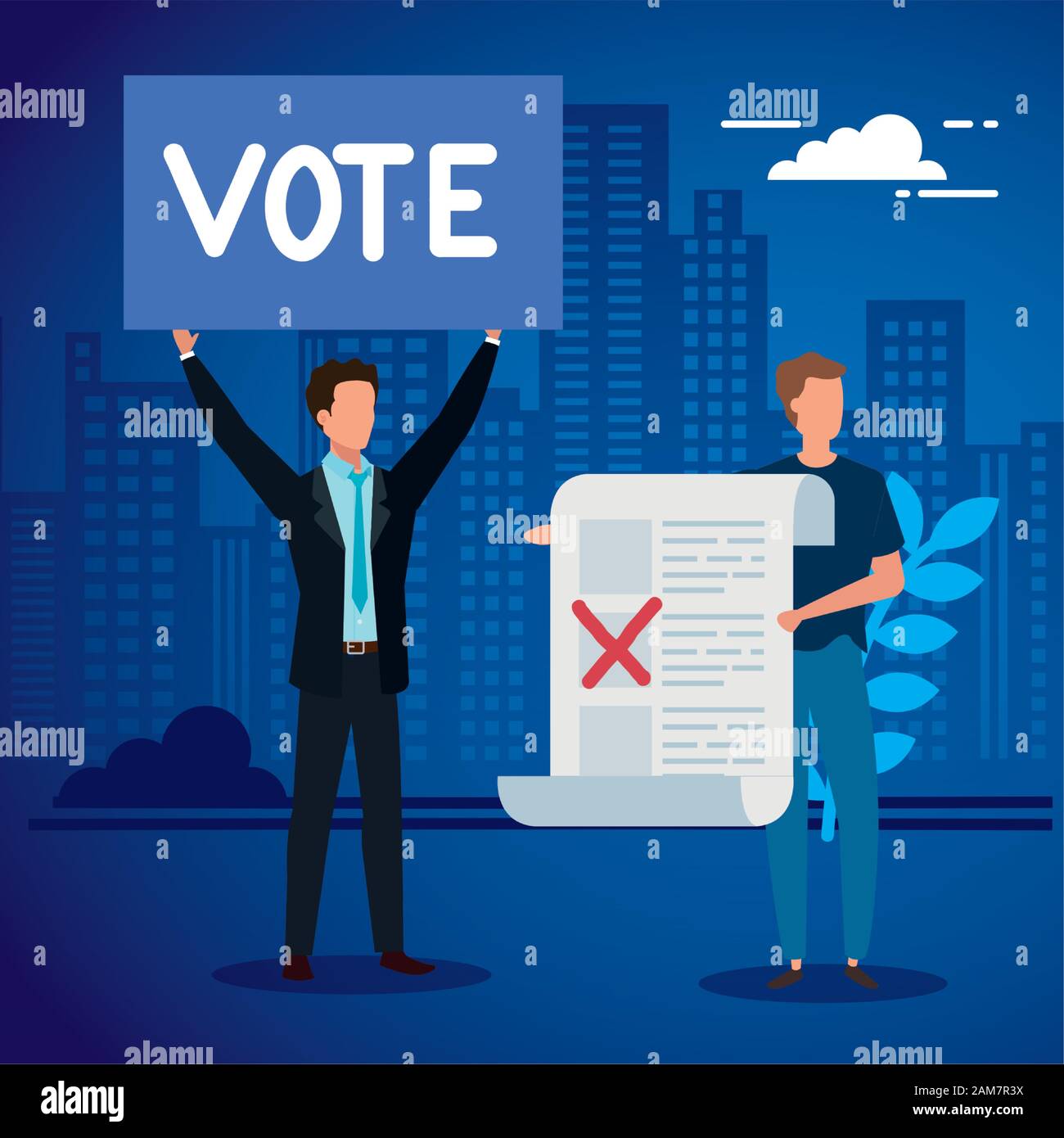 businessmen with vote form in cityscape Stock Vector Image & Art - Alamy