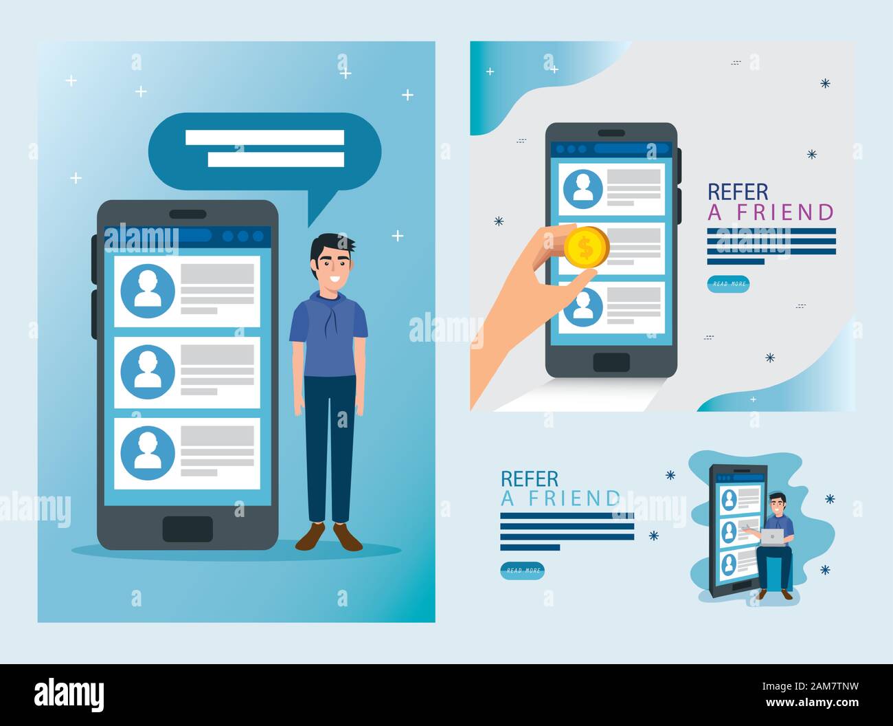 set poster of refer a friend with icons Stock Vector Image & Art - Alamy