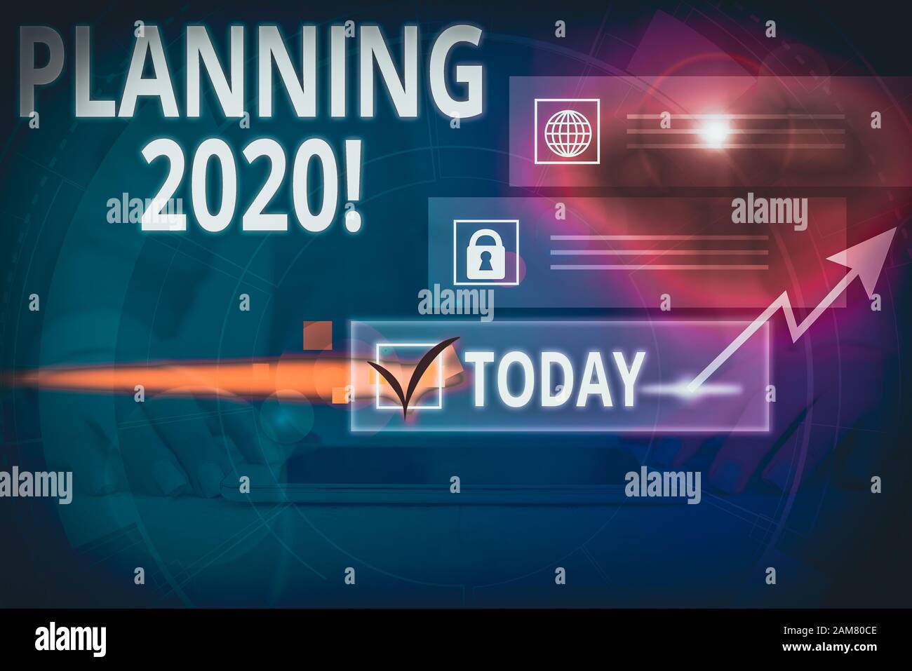 Writing note showing Planning 2020. Business concept for process of ...