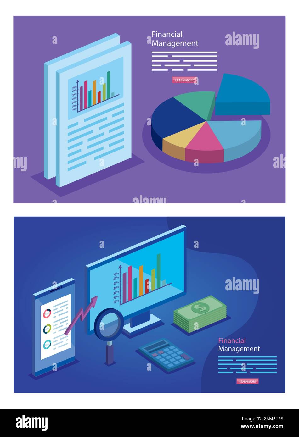 set poster of financial management with icons Stock Vector Image & Art ...