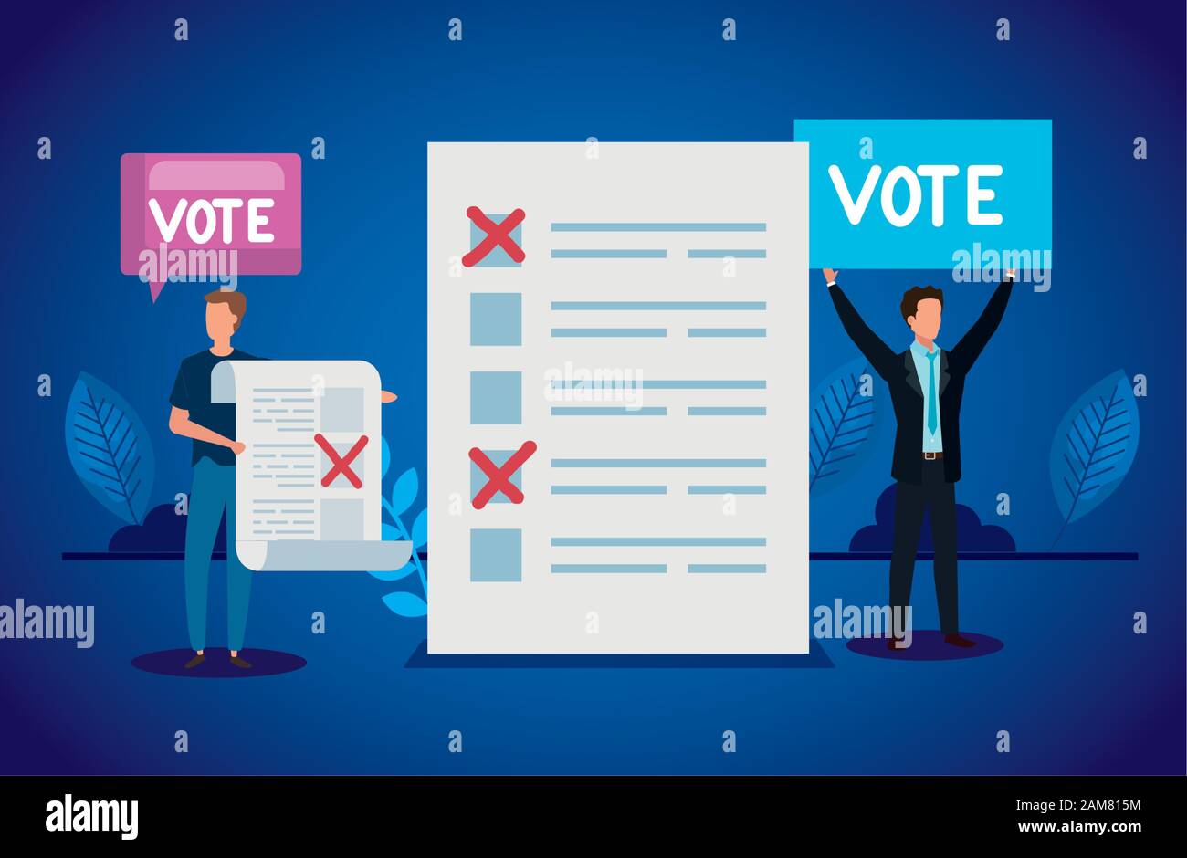 businessmen with vote form avatar characters Stock Vector Image & Art ...