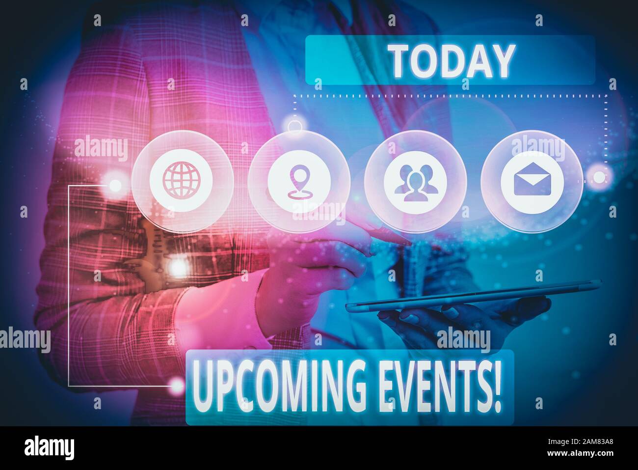 Writing note showing Upcoming Events. Business concept for the ...