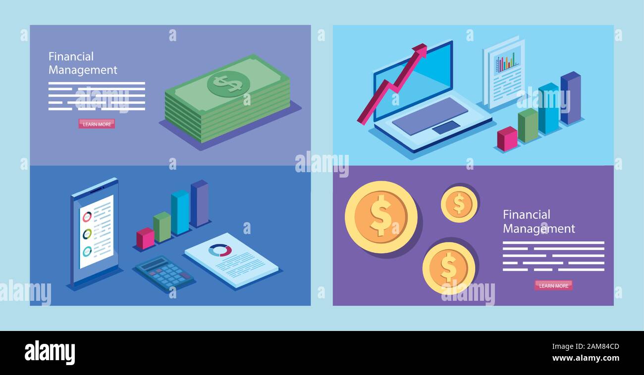 set poster of financial management with icons Stock Vector Image & Art ...