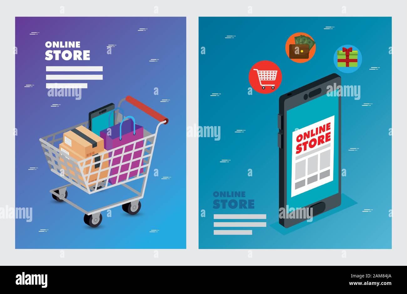 set poster online store with icons Stock Vector Image & Art - Alamy