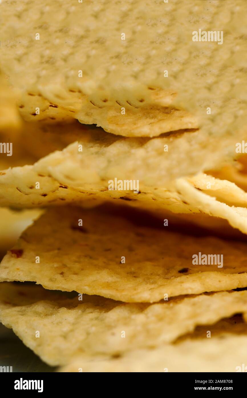 Macro photography of stack of corn chips Stock Photo - Alamy
