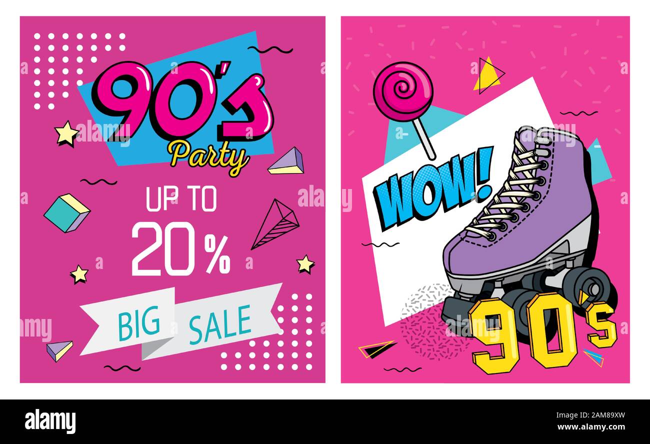 set poster of nineties retro style with icons Stock Vector Image & Art ...