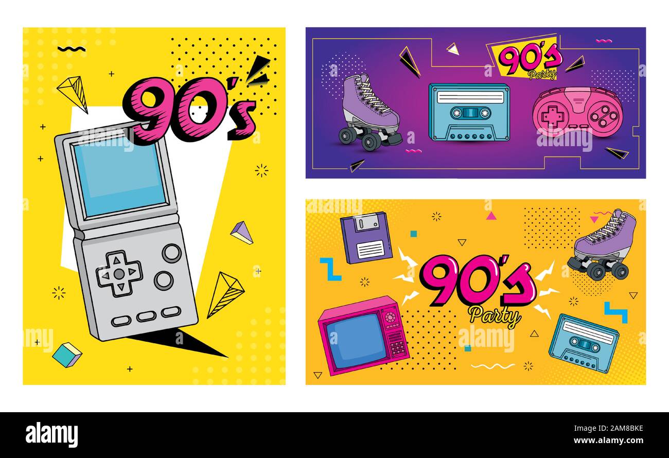 set poster of nineties retro style with icons Stock Vector Image & Art ...