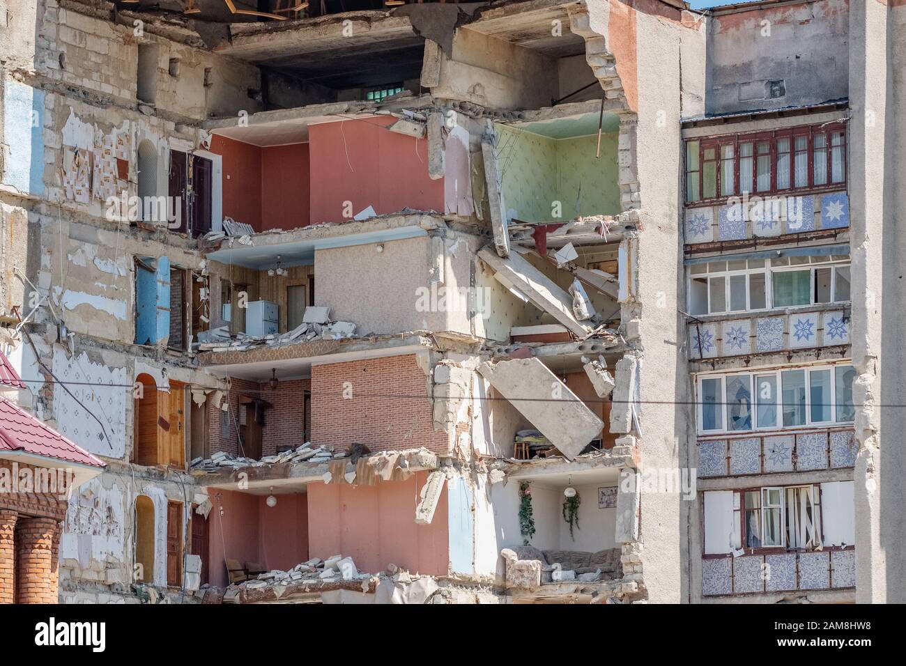 Residential building collapsed after gas explosion Stock Photo - Alamy